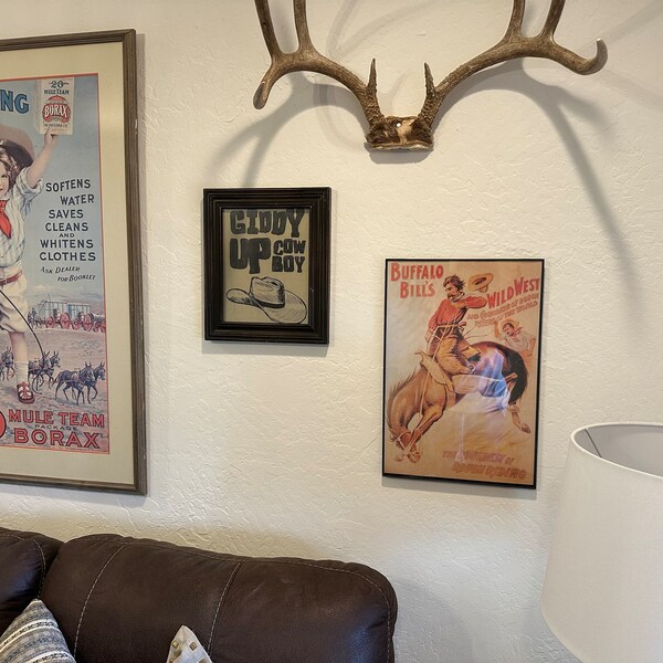 Retro Cowboy Poster Vintage Western Wall Art Black Cowboy Hat Print ...