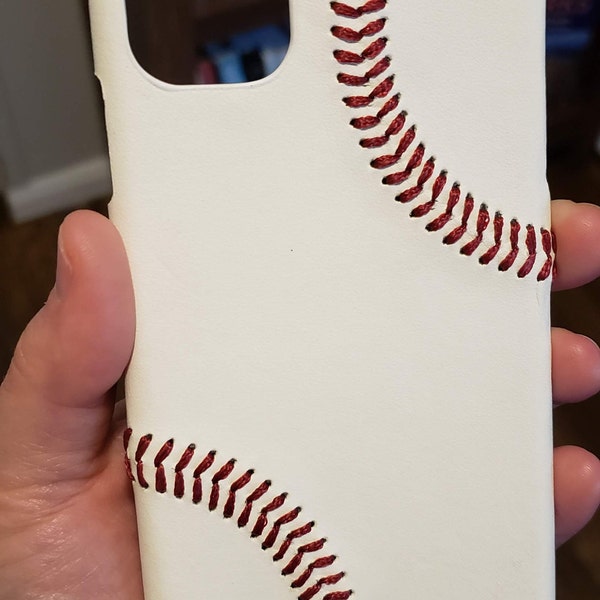 Leather Baseball iPhone Case / Raised Red Hand Stitching / Gift for ...