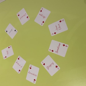 Playing Card Place Name Cards Personalised With Guests Wedding Party ...