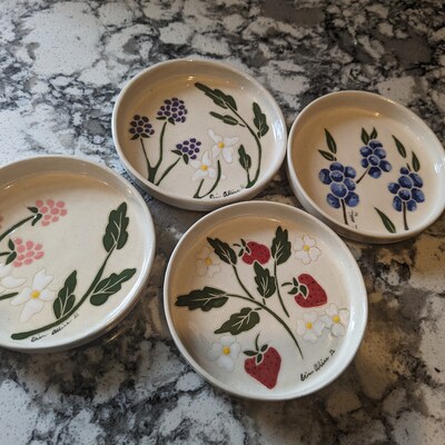 Ceramic Coaster Set Berries Strawberry Blackberry Blueberry Raspberry ...