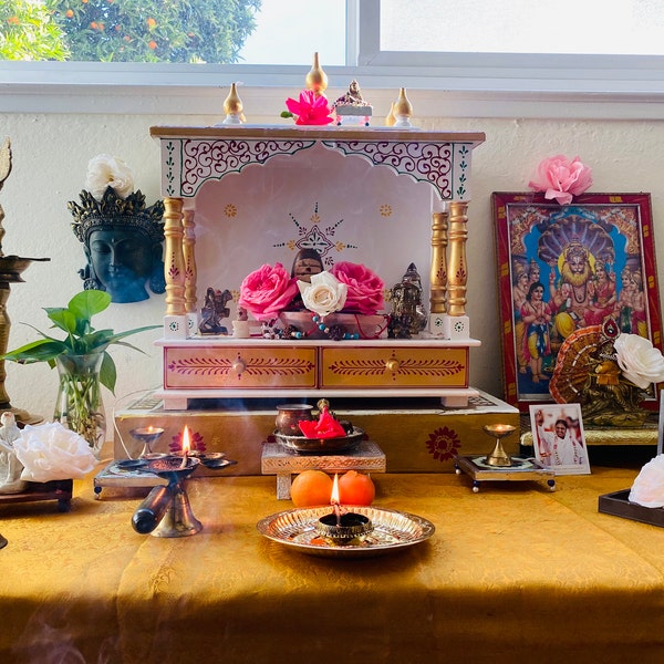 Wooden Temple Pooja Mandir Wood Pooja Ghar Handcrafted Hindu Mandir ...