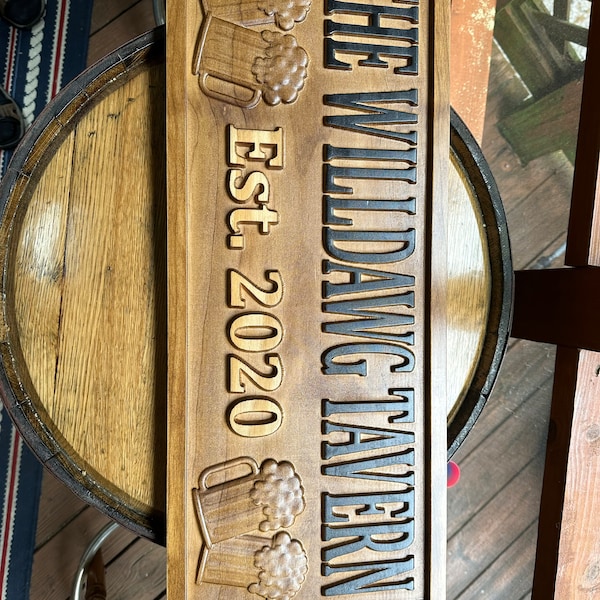 Personalized Bar Sign for Home Bar Decor Man Cave Decor Carved Wood ...