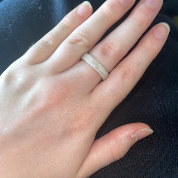 White Pearl Resin Ring - White Pearl Resin Unisex Wedding Band - Gift ...
