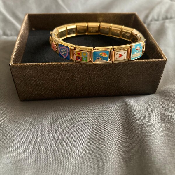 Gold Italian Bracelet, Custom Gold Italy Charms, Personalized Italian ...