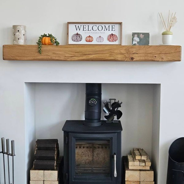 12cm X 12cm 90cm Long Solid Oak Mantel Beam Rustic Fireplace Shelf ...