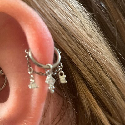 Implant Grade Titanium Chain Hoop Conch, Septum Ring Piercing F128 ...