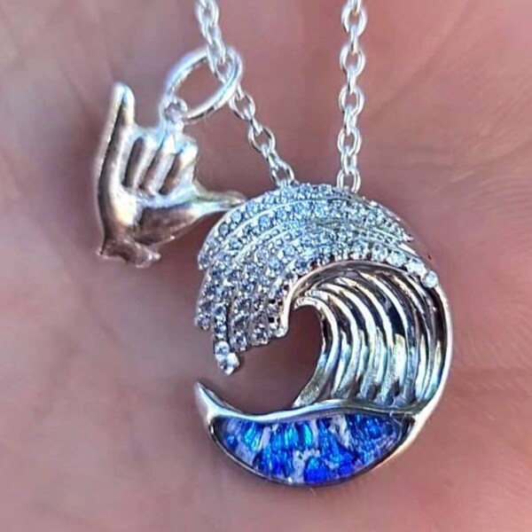 Shaka Necklace in Silver - Hang Loose Charm - Hawaiian Jewelry - Surfer ...