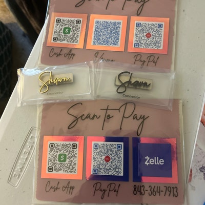 6 QR Codes Sign With Business Card Holder Social Media Signs Payment ...