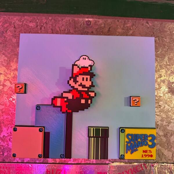 3D Printed Pixel Art Super Mario 3 Racoon Wall - Etsy