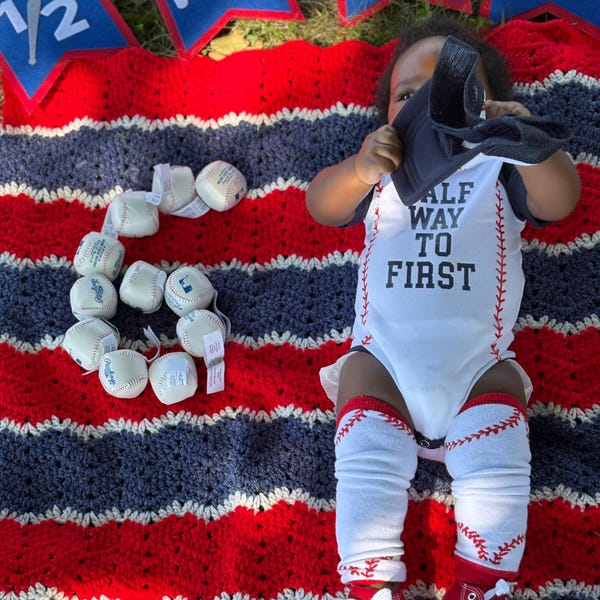 Halfway to First 6 Months Half Halfway Birthday Personalized Baseball ...