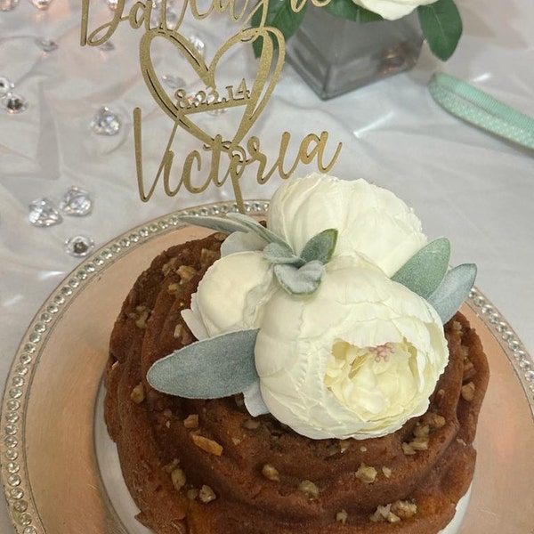 Ivory Peony and Lambs Ear Cake Topper // Wedding // Peony Cake Topper ...