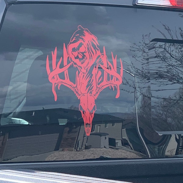 Deer Skull Bone Hunting Fishing Buck Grim Reaper Car Truck Window Vinyl ...