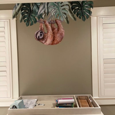 Sloth 1 Wall Decal Tropical Rain Forest Animal Wall Sticker Sloth on ...