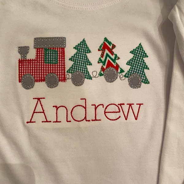 Christmas Tree Train Applique' Embroidery Design, Train Embroidery File ...
