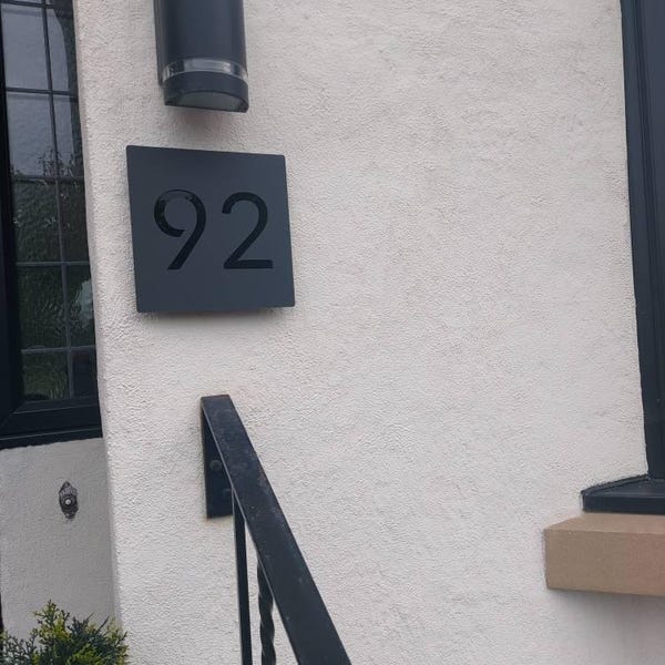 Anthracite Grey House Number Sign, Bespoke Modern Square House Address ...