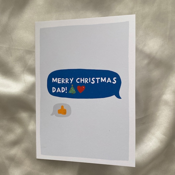 Merry Christmas Dad Thumbs up Card, Funny Dad Christmas Card, Dad Text ...