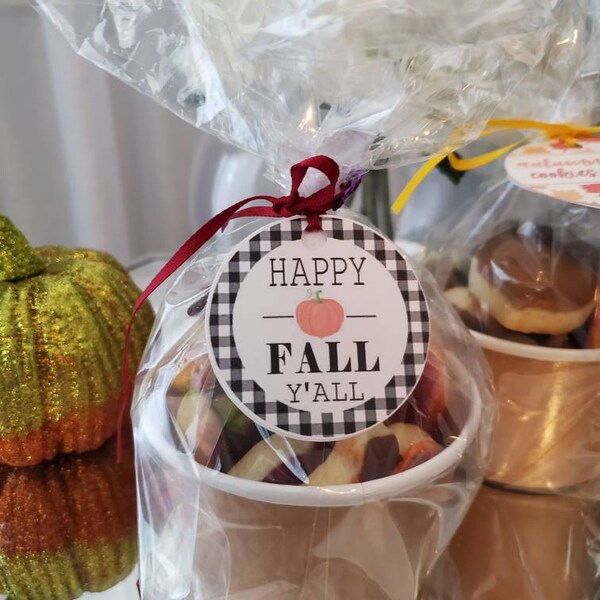 Happy Fall Y'all Gift Tag Printable- Circle Tag- Cookie Tag- Fall Tags ...