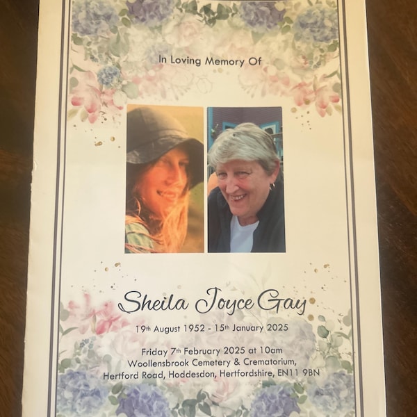 Personalised Funeral Order of Service & Laminated Memorial Cards ...