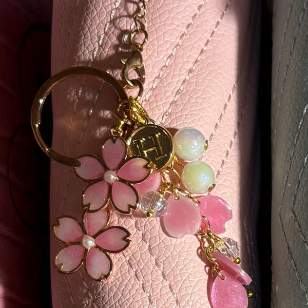 Personalised Gift, Personalised Keychain, Gift With Initials, Sakura ...