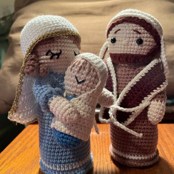 Nativity Set Crochet Pattern, Mary Joseph and Jesus, Christmas Scene ...