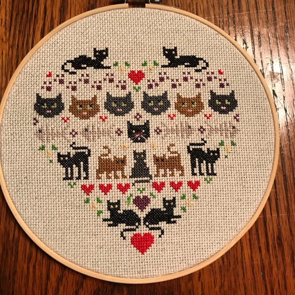 Heart and Cats 1 Cross Stitch Pattern Instant Download PDF - Etsy