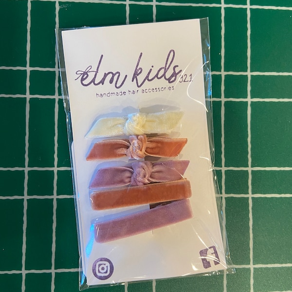 Small Knotted Velvet Barrettes, Baby Barrettes, Toddler Barrettes, Baby ...