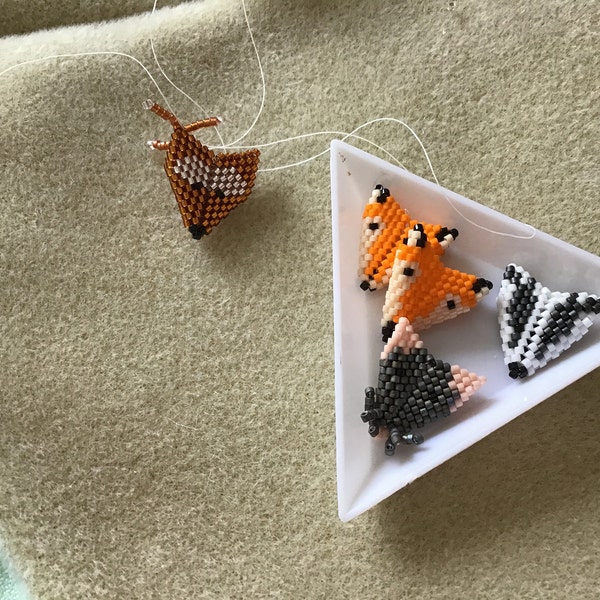 Critter Bead Bundle, Hedgehog, Badger, Fox and Mouse. 3D Peyote Beaded ...