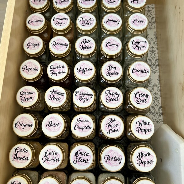 30 Round Spice Lid Labels • 30 Labels Included • Waterproof • 1.5 ...