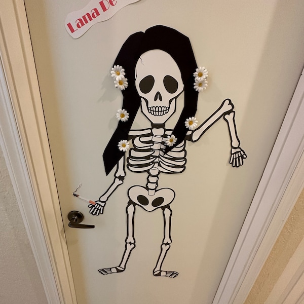 Large Multi Page Printable Skeleton Halloween Door or Window Decor Cute ...