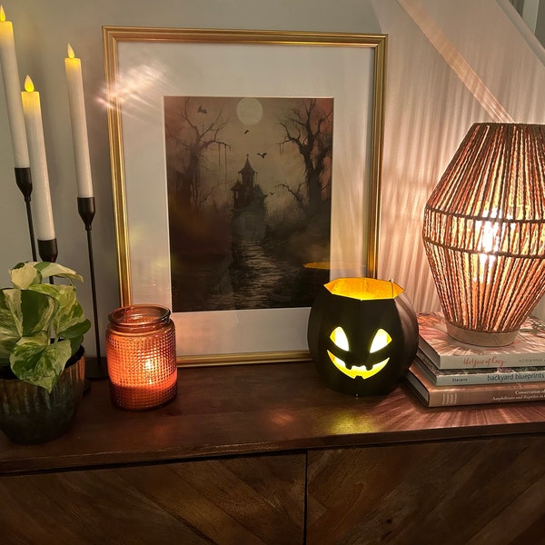 PRINTABLE Halloween Vintage Print, Haunted House Wall Art, Dark ...