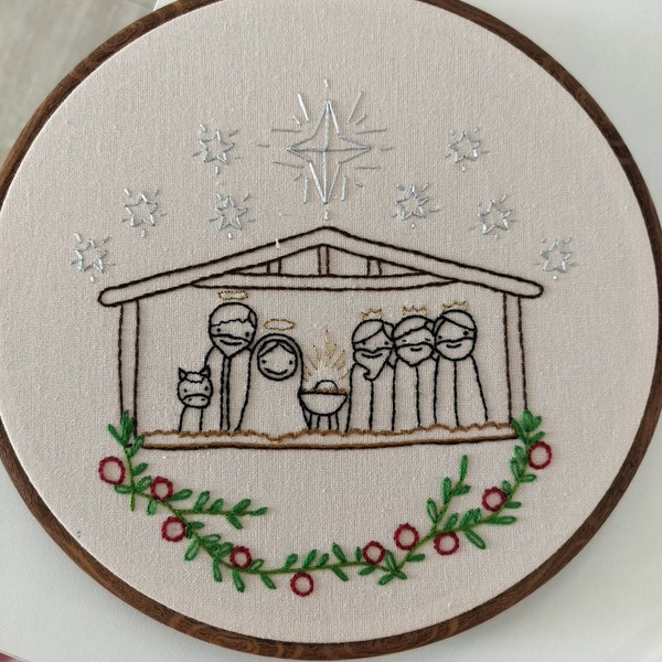 Christmas Nativity Scene Hand Embroidery Pattern, DIY Decor (PDF ...