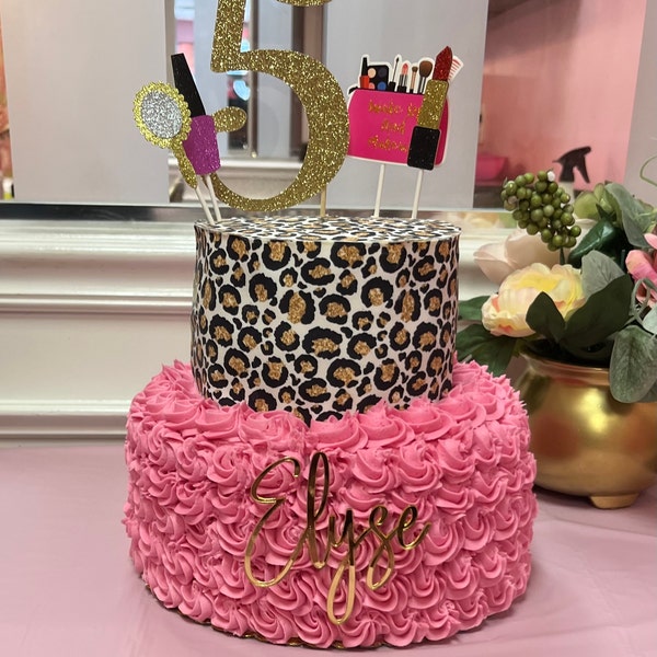 Leopard Print Edible Cake Wrap or Tropical Flowers Cake Topper - Etsy