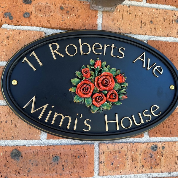 Personalised Solid Cast Resin House Name Sign | Woodland Bouquet ...