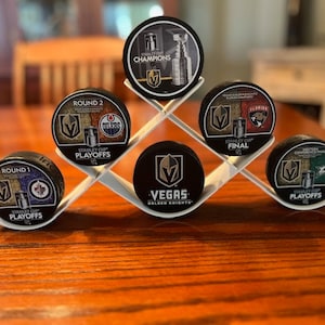 Ice Hockey Puck Holder, Bedroom Décor, Holds 6 Hockey Pucks for a ...