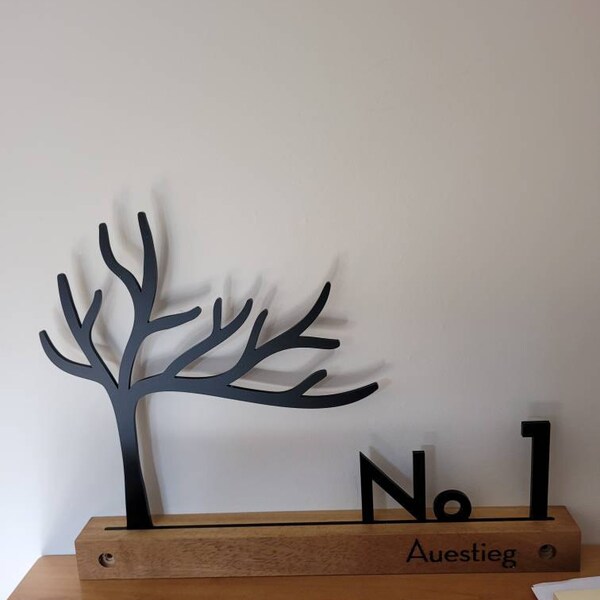 Modern House Numbers - Tree 02 Wooden & Acrylic Signs - African Teak ...