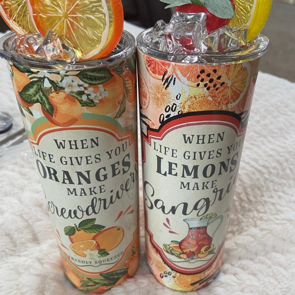 20 Oz Stainless Steel Tumbler - Lemonade Add Vodka, Lime, Margarita ...