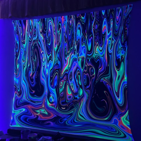 Acid Rain (blacklight Trippy Tapestry) Psychedelic UV Reactive ...