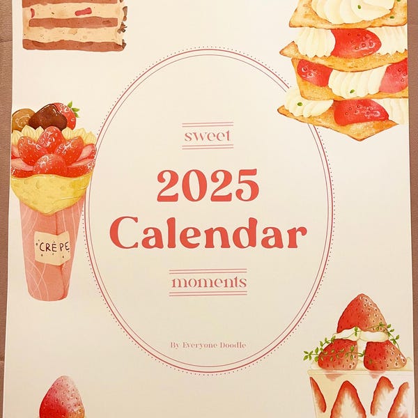 2025 Desk Calendar With Wooden Stand, Bread Theme, Croissant, Bagel ...