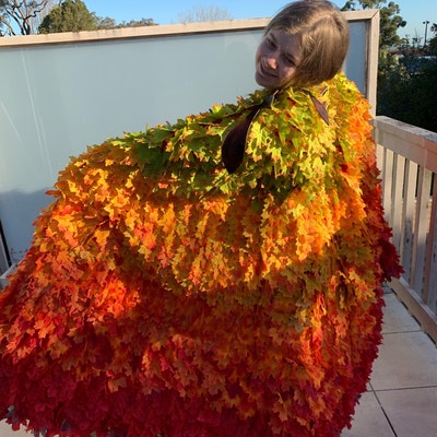 Fabric Leaf Cloak With Leather Leaves and Fungi Details Hip - Etsy