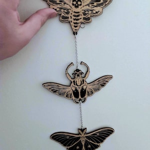Insect Garland Wood Wall Hanging Decor Hawkmoth Luna Moth Winged Beetle ...