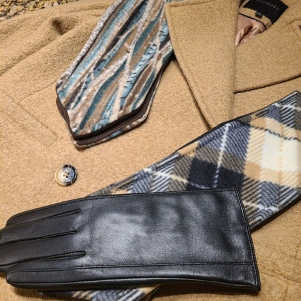 Green Yellow Plaid Fleece Scarf, Reversible With Black Solid, Warm Pull ...