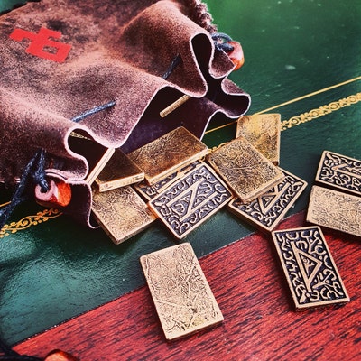 Metal Bronze Brass Rune Set Elder Futhark Norse Shamanic Odin Magic ...