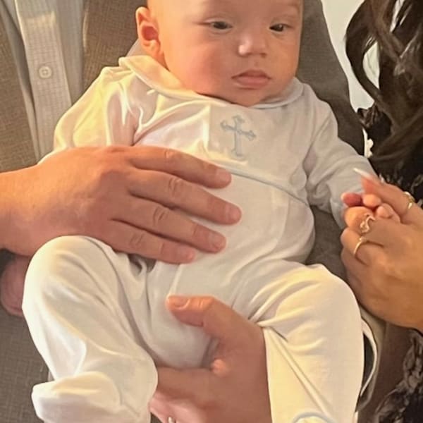 Luke Baptism Outfit-white W Blue Trim-baby Boy Baptism Outfit-baby Boy ...