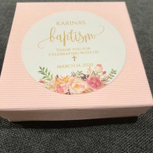 Christening Label Printable Sticker Round Favor Tag | Etsy