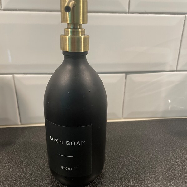 Matte Black Glass Bottle - Refillable Coloured Soap Dispenser With ...