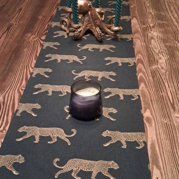 Gold Navy Blue Leopard Table Runner 39"-99" 100-250cm - Etsy