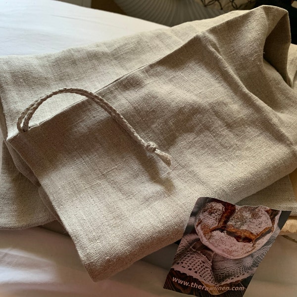 Linen Storage Bag, Organic Bags, Natural Linen Bread Bag With Handmade ...