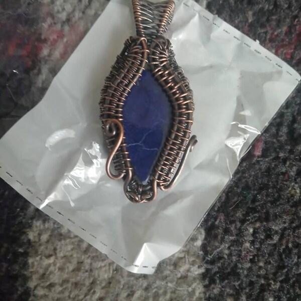 Wire Wrapped Pendant Copper Wire Wrapped Pendant Gift for Mom Gemstone ...