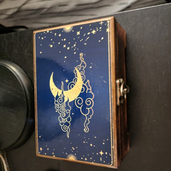Personalized Wooden Keepsake Box Tarot Card Box Moon Goddess Tarot Card ...