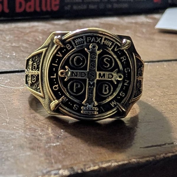 St Benedict Exorcism Cross Demon Protection Ghost Rings, St Benedict ...